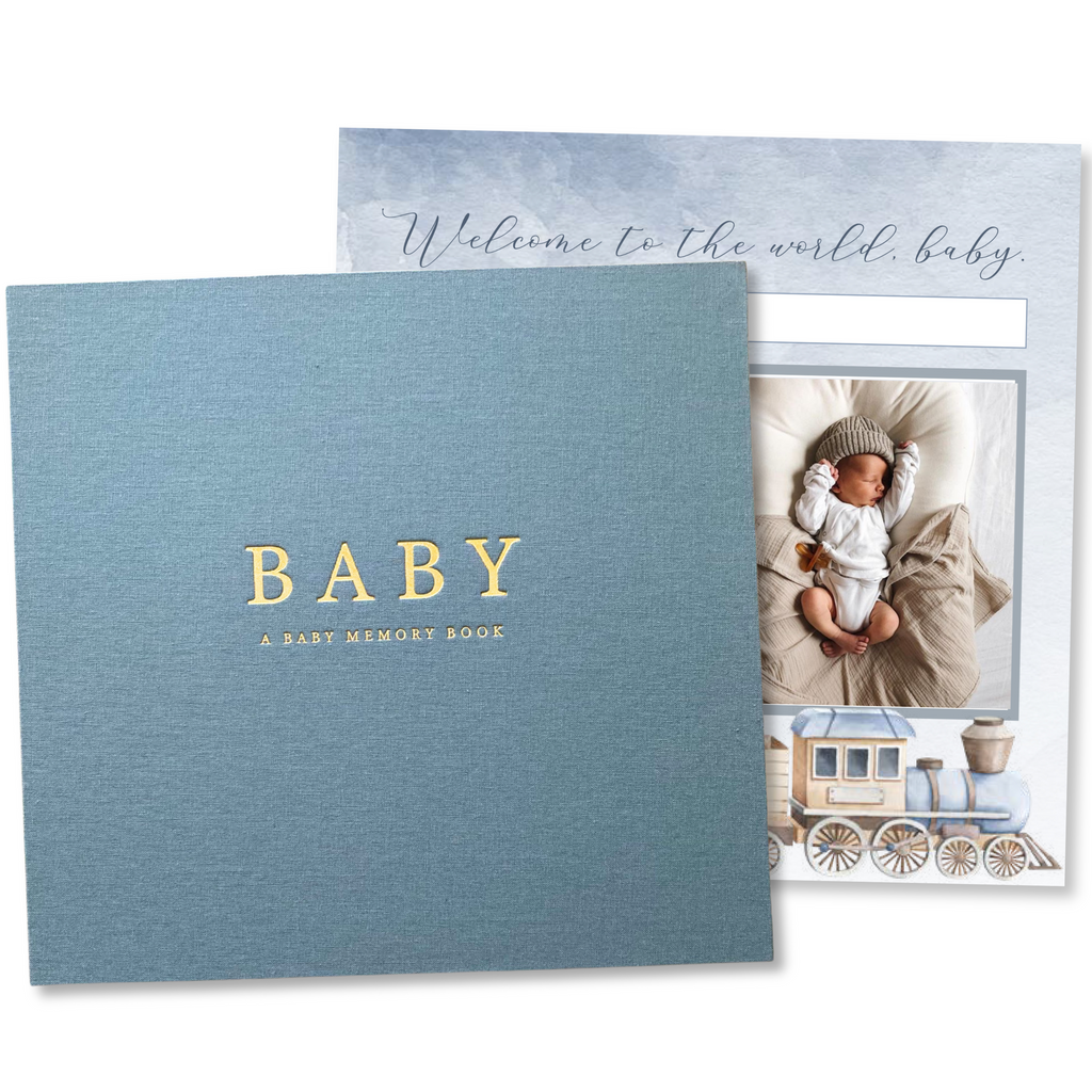 Finn Blue Baby Memory Book – Modern Keepsake for Boys | Peachly ...